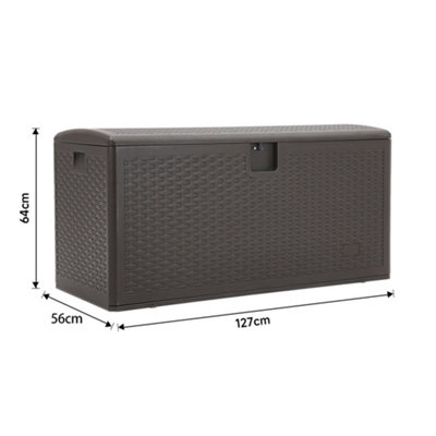 Brown Rattan Garden Storage Box Outdoor HDPE Deck Box 375L