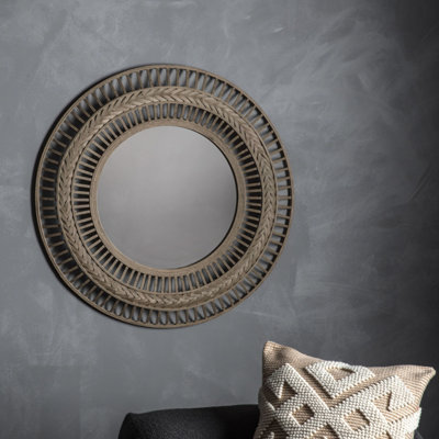 Brown Round Roman Wall Mirror - SE Home | DIY at B&Q