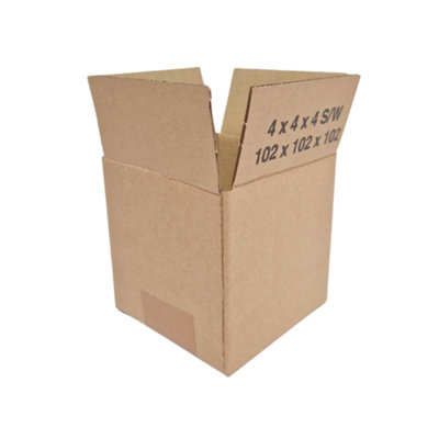 Brown Single Wall Cardboard Boxes 4" x 4" x 4" Durable Parcel Box and Packing Box, Small ...