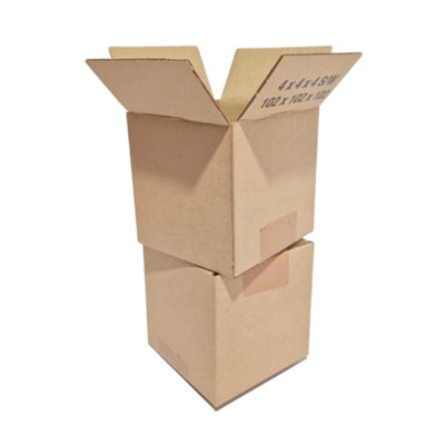 Brown Single Wall Cardboard Boxes 4" x 4" x 4" Durable Parcel Box and ...