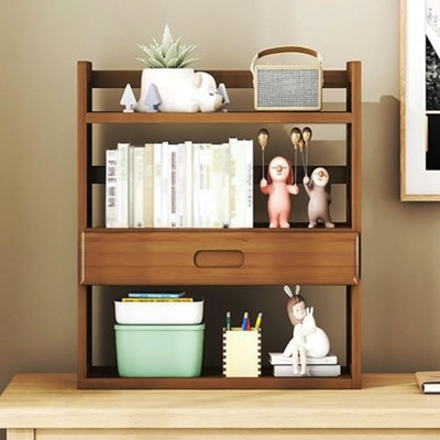 Brown Three-tier Bamboo Tabletop with Drawers 50cm(W) x 20cm(D) x 65cm(H)