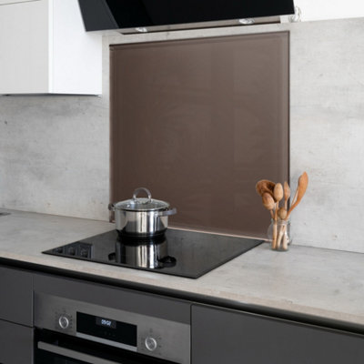 Brown Toughened Glass Kitchen Splashback - 900mm x 750mm