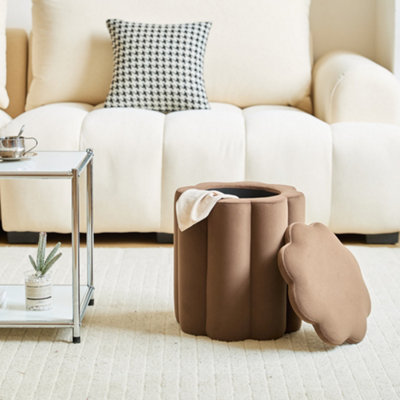 Brown Velvet Living Room Pouf with Storage Countryside Style Living Room