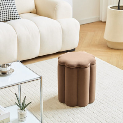 Brown Velvet Living Room Pouf with Storage Countryside Style Living Room