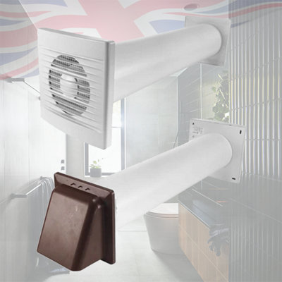 Brown Wall Vent Kit with STYL Timer Extractor Fan - Complete Through ...