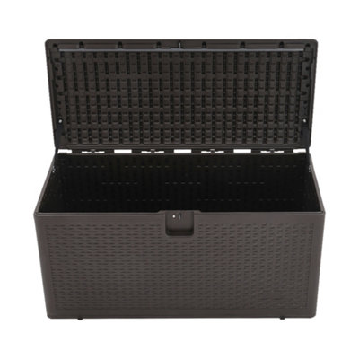 Brown Waterproof Plastic Large Outdoor Garden Storage Box Rattan Effect ...