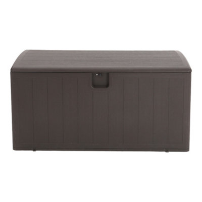Brown Waterproof Plastic Large Outdoor Garden Storage Box Wood Effect ...