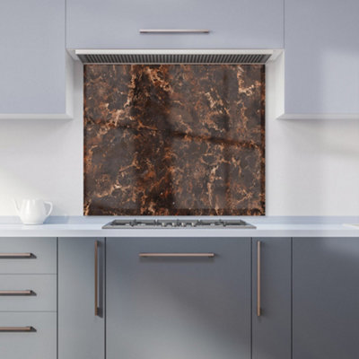 Browns Quartz Effect Premium Glass Kitchen Splashback W700mm x H750mm ...
