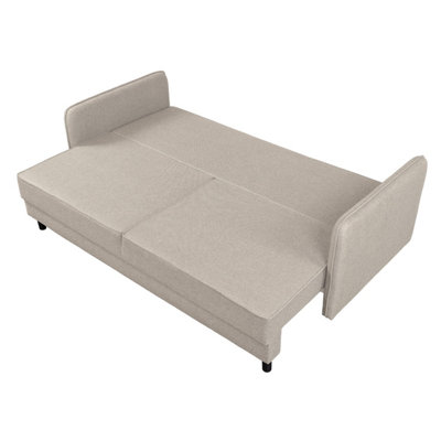 Bruno 3 Seater Sofa Bed with Storage - Beige (Lumos22)