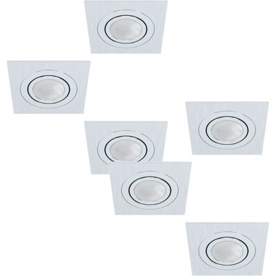 Brushed Aluminium Square Ceiling Downlights - 2 Pack and 3 Pack Options