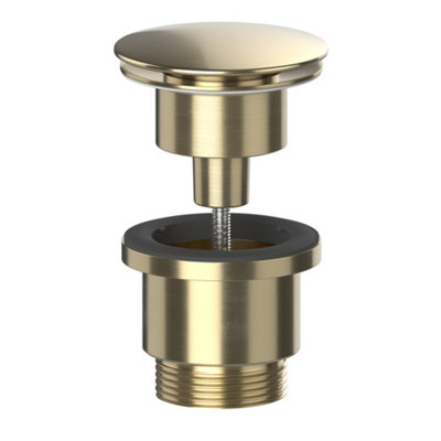 Brushed Brass Universal Basin Waste - Solid Metal Leak-Free Plug for ...