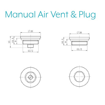 Brushed Bronze Manual Radiator Air Vent & Blanking Plug Set - 1/2" BSP ...