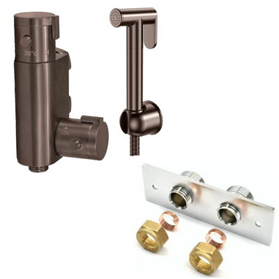 Brushed Bronze Thermostatic Douche Shattaf Valve, Handheld Spray and ...