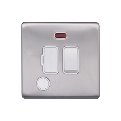 Brushed Chrome Screwless Plate 13A Switched Fuse Connection Unit & Flex ...