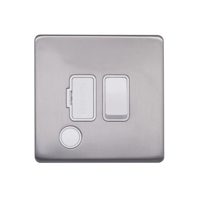 Brushed Chrome Screwless Plate 13A Switched Fuse Connection Unit Flex ...