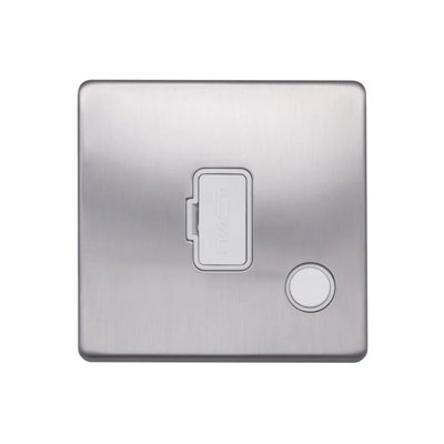 Brushed Chrome Screwless Plate 13A UnSwitched Connection Unit Flex ...