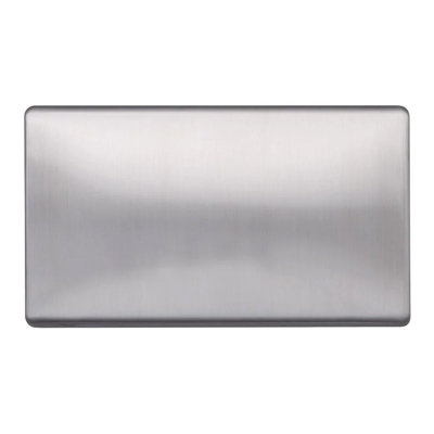 Brushed Chrome Screwless Plate Double Blank Plates - SE Home | DIY at B&Q