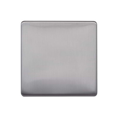 Brushed Chrome Screwless Plate Single Blank Plates - SE Home