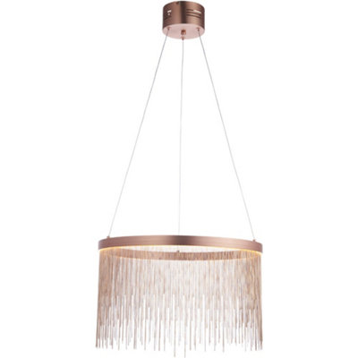 Brushed Copper Ceiling Pendant Light & Delicate Chains - Integrated LED ...