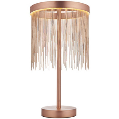 Brushed Copper Table Lamp Light & Waterfall Chain Shade - Integrated ...