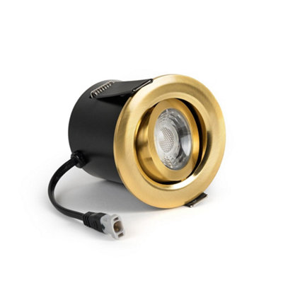 Brushed Gold 6W LED Downlight - 3K Warm White - Dimmable & Tilt IP44 ...