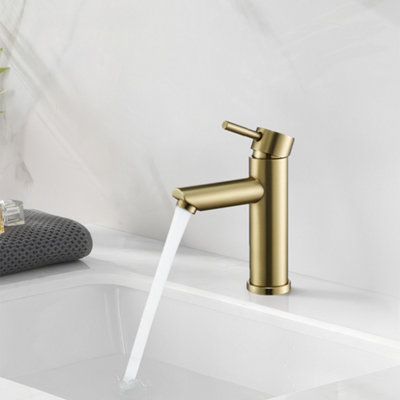 Brushed Gold Stainless Steel Sink Tap with Single Lever