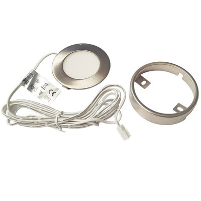 Brushed Nickel Round LED Under Cabinet Kitchen Light & Driver Kit ...
