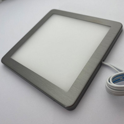 Brushed Nickel Ultra-Slim Square Under Cabinet Kitchen LED Light Kit ...