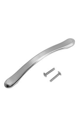 Brushed Silver Metal Curved Bow Cabinet Handles 16cm 1 Pair Kitchen ...