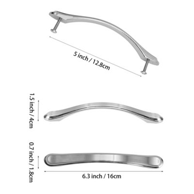 Brushed Silver Metal Curved Bow Cabinet Handles 16cm 1 Pair Kitchen ...