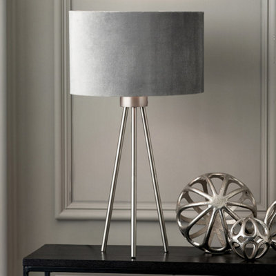 Brushed Silver Metal Tripod Table Lamp | DIY at B&Q