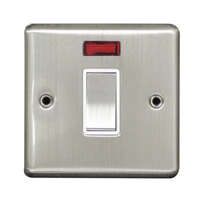 Brushed Stainless Steel 20A 1-Gang Neon Power Indicator Switch