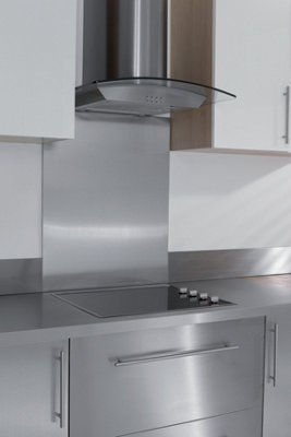 Brushed Stainless Steel, Splashback, 7mm thick, Dimensions 750mm x ...