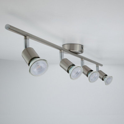 Brushed Steel 4 Bar GU10 Ceiling Spotlight