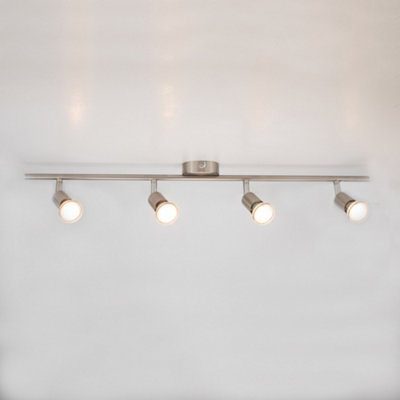 Brushed Steel 4 Bar GU10 Ceiling Spotlight