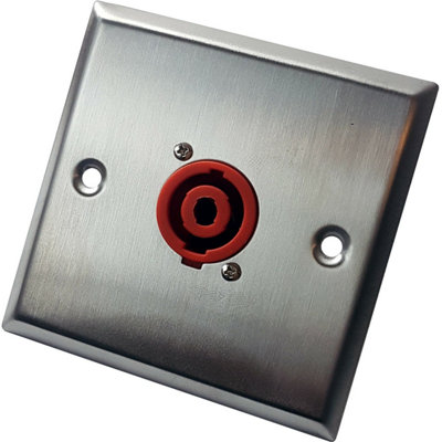 Brushed Steel Speaker Cable Socket Outlet Wall Face Plate SPKON Solder ...