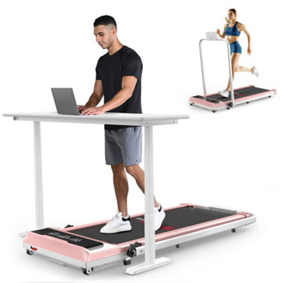 Brushless Motor Treadmill with Handrail,Speed 1-10KM/H,Pink