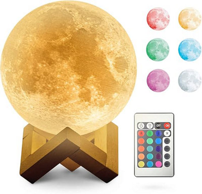 Bryte Moon Lamp - Touch-Controlled Lunar Mood Light with 16 Colors, 4 ...