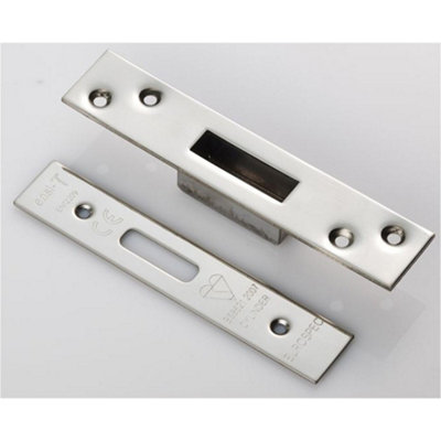 BS8621 Cylinder Deadlock Forend Strike & Fixing Pack - Bright Steel ...