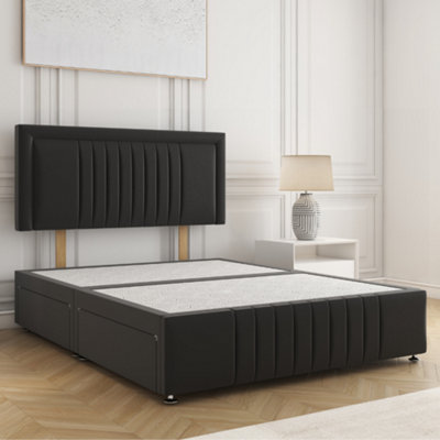 Bsspoke Divan Bed Set in Black Velvet 26inch Bumper Bar Headboard ...