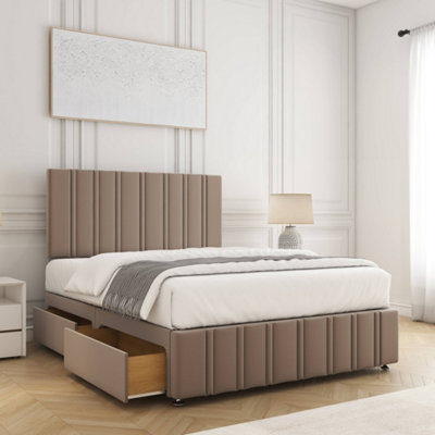 Bsspoke Isabella Divan Bed Set Mink Velvet 24inch Panel Headboard ...