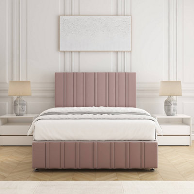Bsspoke Isabella Divan Bed Set Pink Plush Velvet 24inch Headboard ...
