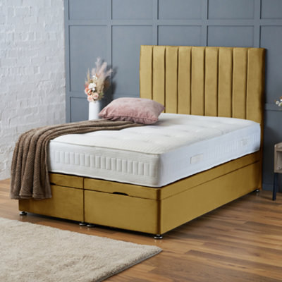 Bsspoke Ottoman Divan Bed Mustard Plush with 25cm Memory Foam ...