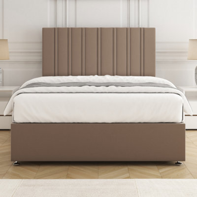 Bsspoke Sienna Divan Bed Set in Mink Plush Velvet 24inch Headboard ...