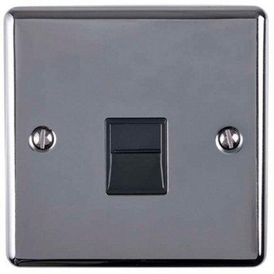 BT Telephone Extension Socket BLACK NICKEL & Black Secondary Wall Plate