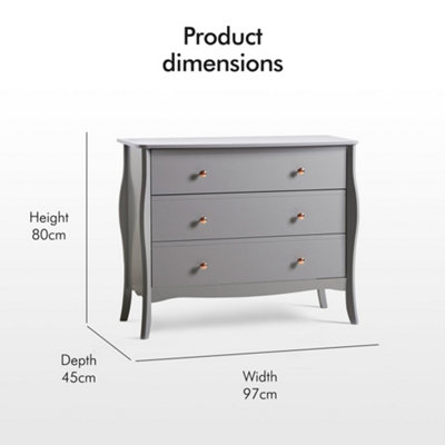 BTFY Grey Chest of Drawers, Baroque Design Bedroom Drawers w/ 3 Drawers ...