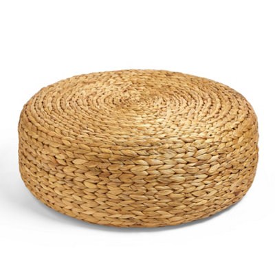 Wicker Ottoman Barydat 2 Pcs 15'' Ottoman Pouf Natural Seagrass Braided ...