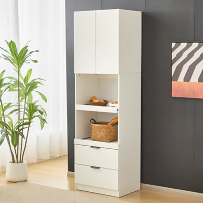 BTM 200cm Tall Kitchen Cabinet with Drawers And Microwave Shelves ...