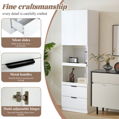 BTM 200cm Tall Kitchen Cabinet with Drawers And Microwave Shelves ...