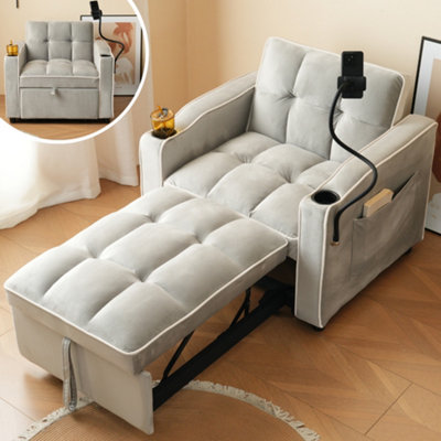 BTM 3 in 1 Expandable Single Sofa Bed with Cup Holders Phone Holder ...